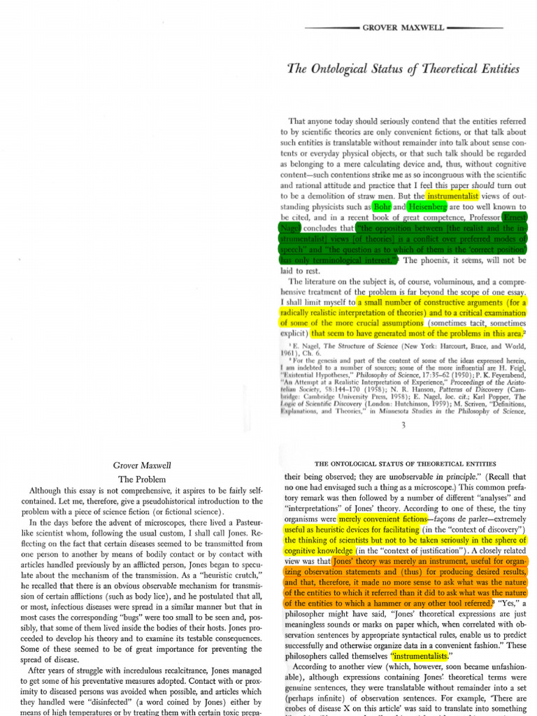 The Ontological Status of Theoretical Entities | PDF | Theory | Existence