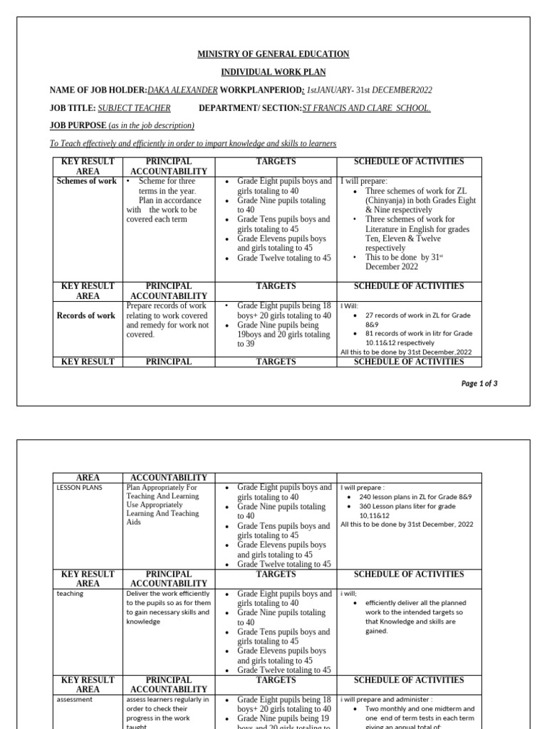 INDIVIDUAL WORK PLAN-1 | PDF | Learning | Lesson Plan