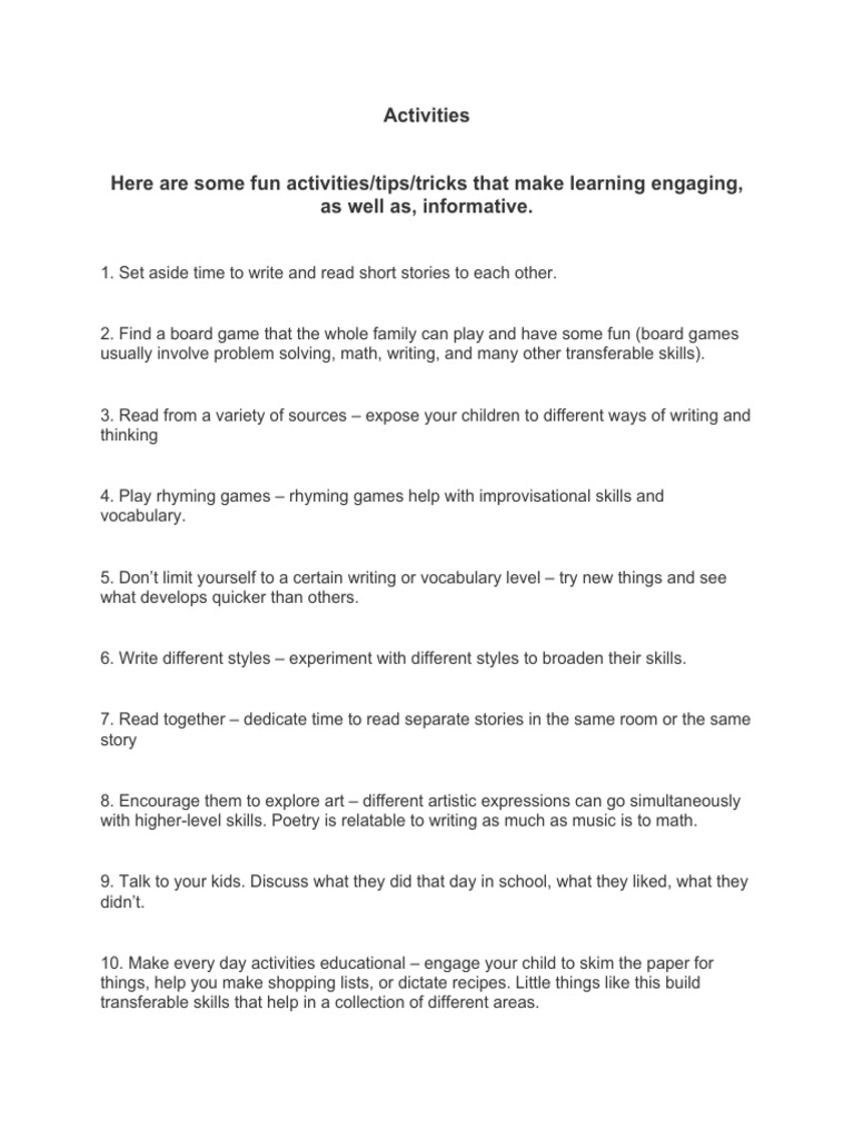 Activities to read | PDF | Behavior Modification | Human Communication