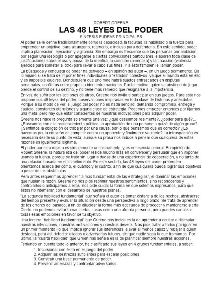 48 Leyes Del Poder - Síntesis e Ideas Principales | Descargar gratis ...