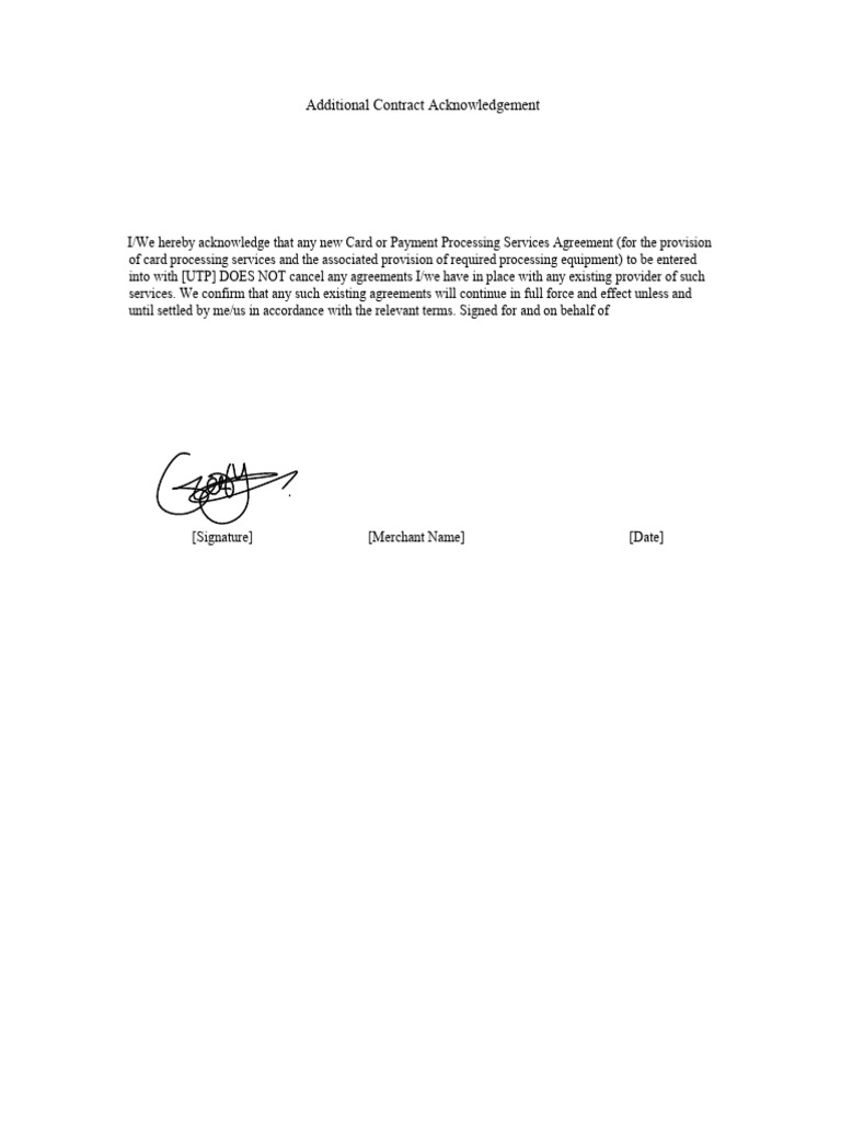 Additional Contract Acknowledgement | PDF