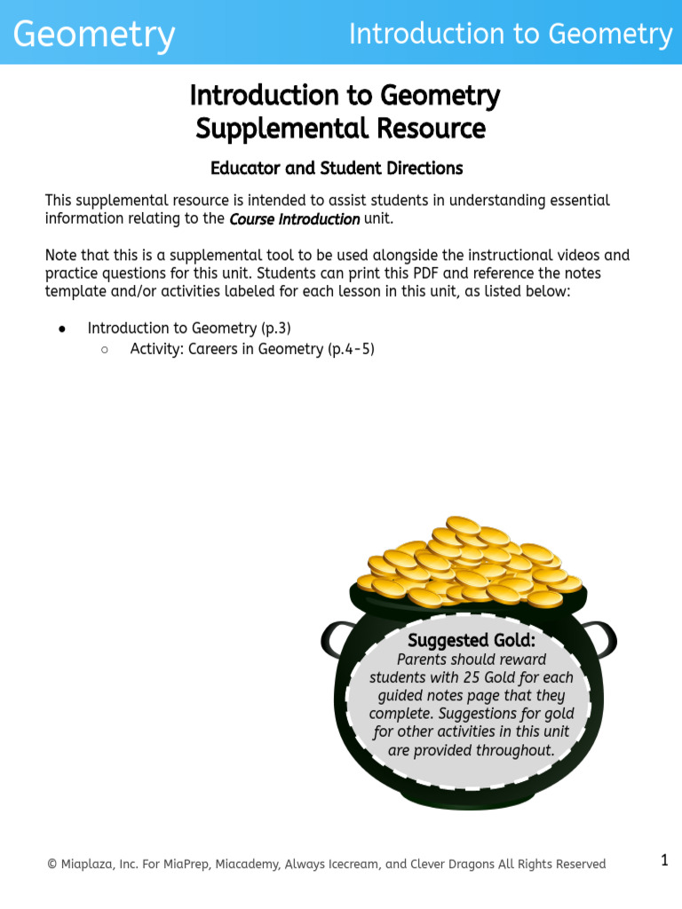 Geometry Course Supplemental Guide | PDF | Geometry
