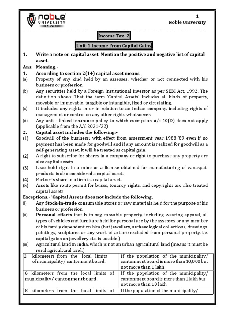 Income Tax Lithod Sem-4 | PDF | Capital Gains Tax | Capital Gain