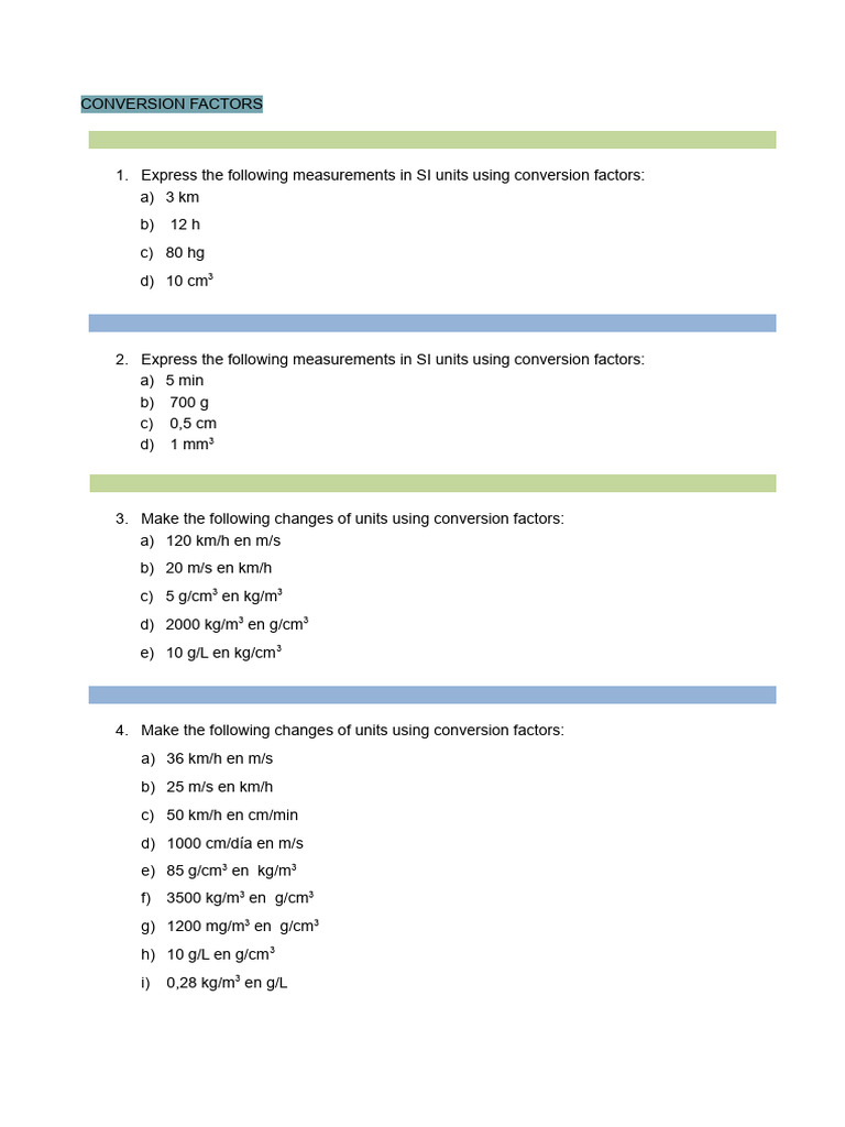 Conversion Factors | PDF