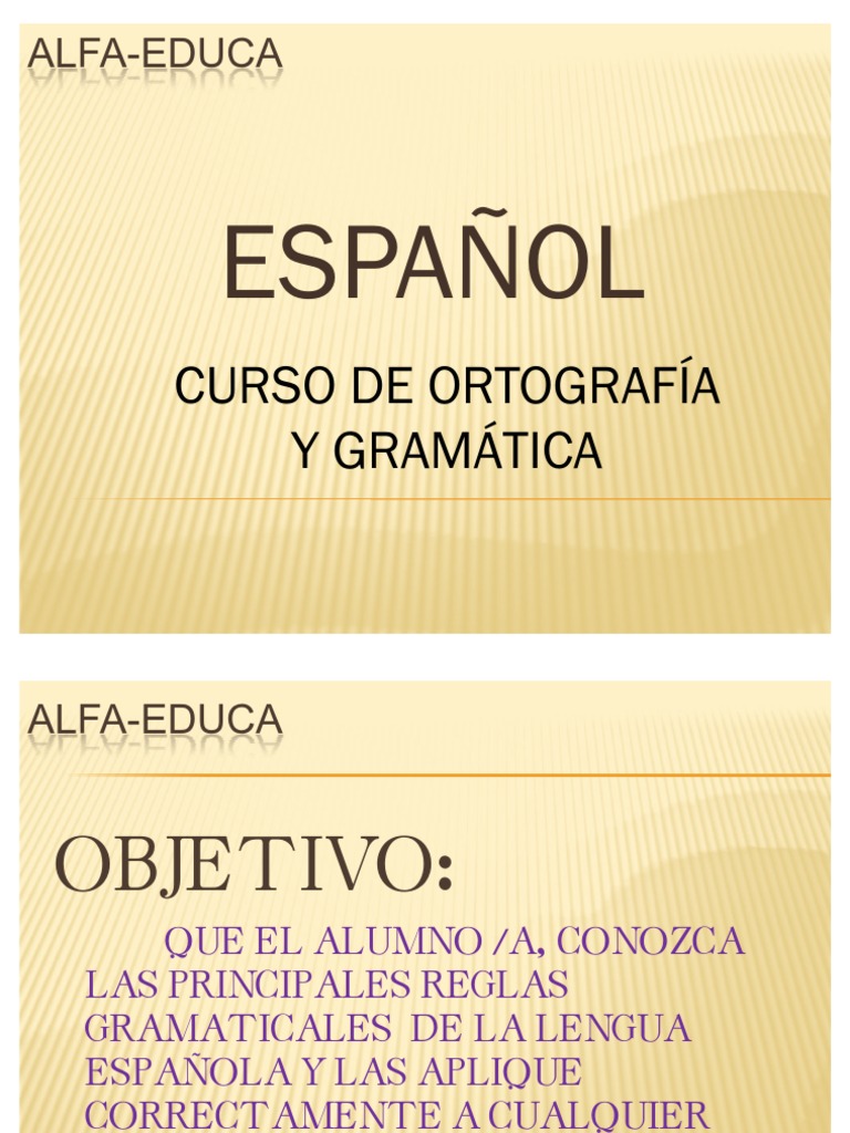 Presentacion Español-Gramatica | PDF | Verbo | Sustantivo