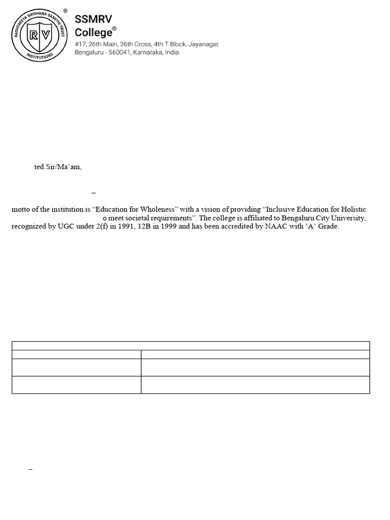 permission letter for companies - corp internship | PDF