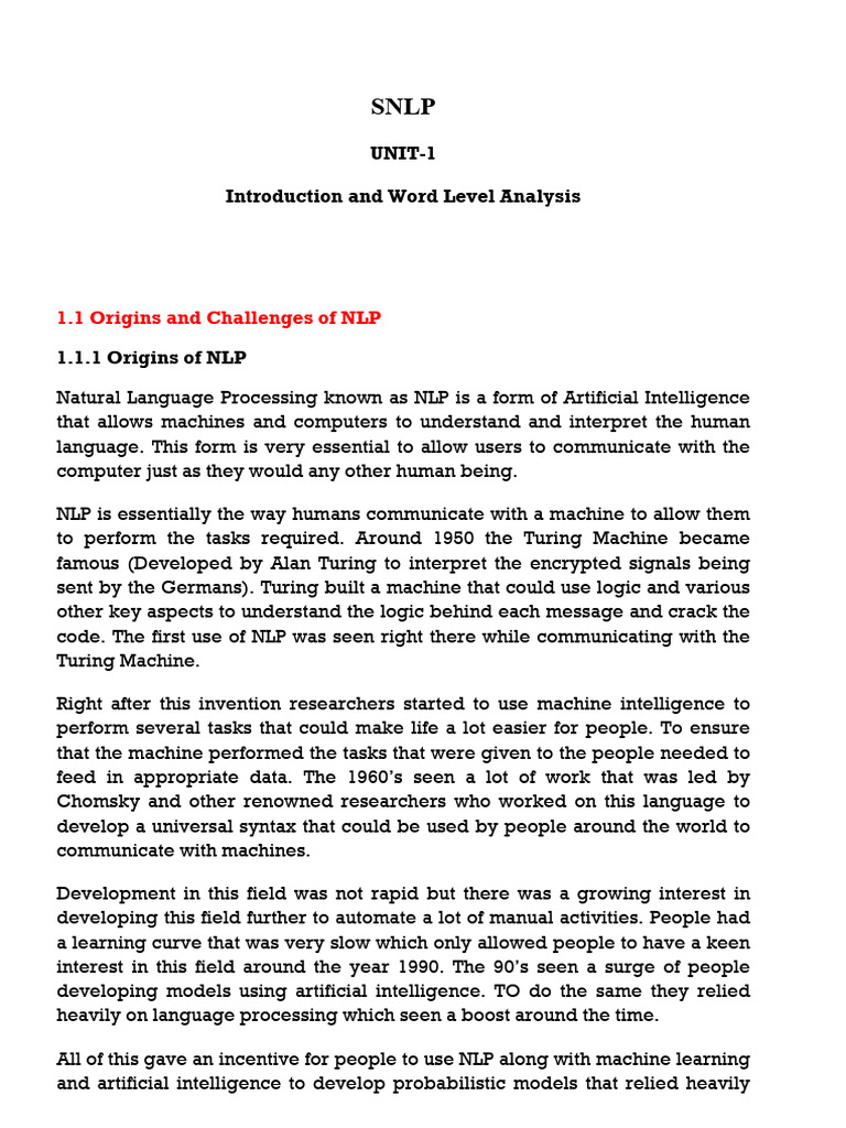 Origins and Challenges of NLP | PDF | Regular Expression | Morphology ...