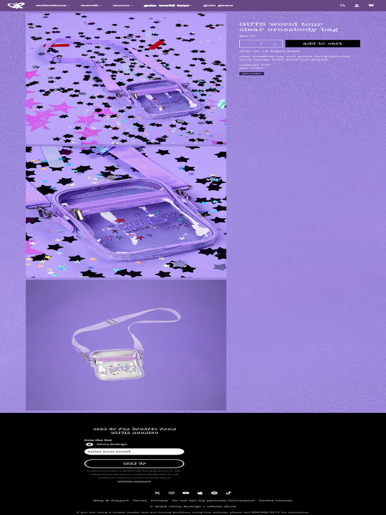 GUTS World Tour Clear Crossbody Bag - Olivia Rodrigo Official Store ...