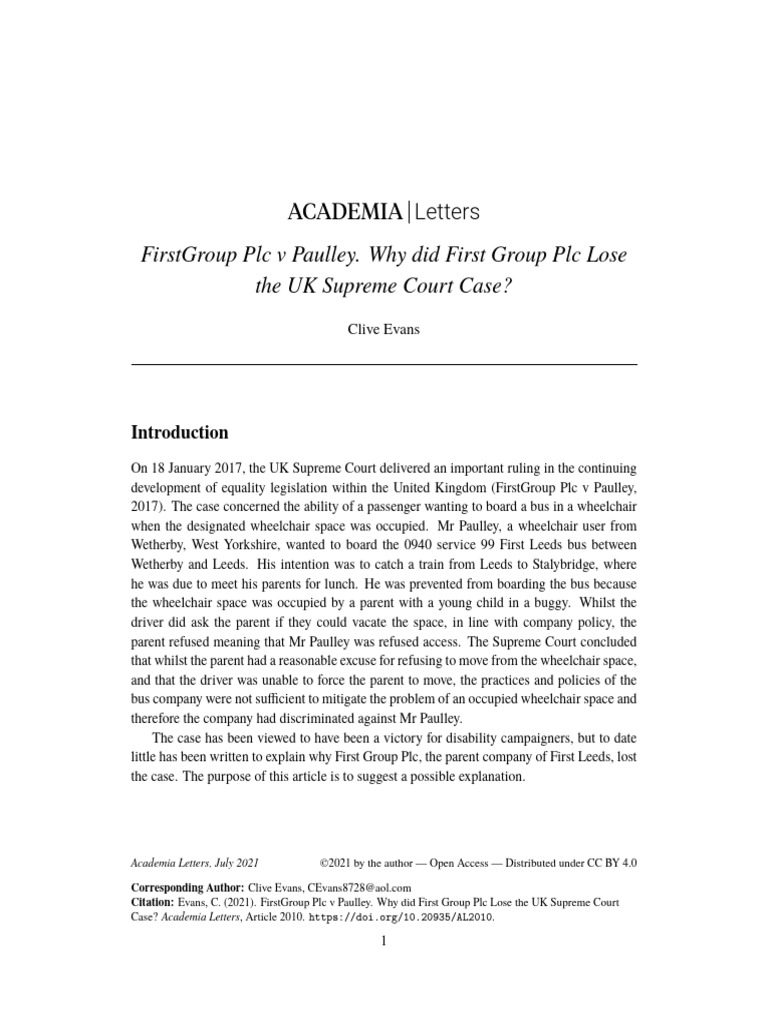 FirstGroup PLC V Paulley Why Did First G | PDF | Bus | Wheelchair