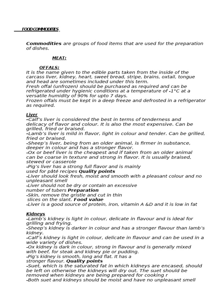 Food Commodities | PDF | Poultry | Lamb And Mutton