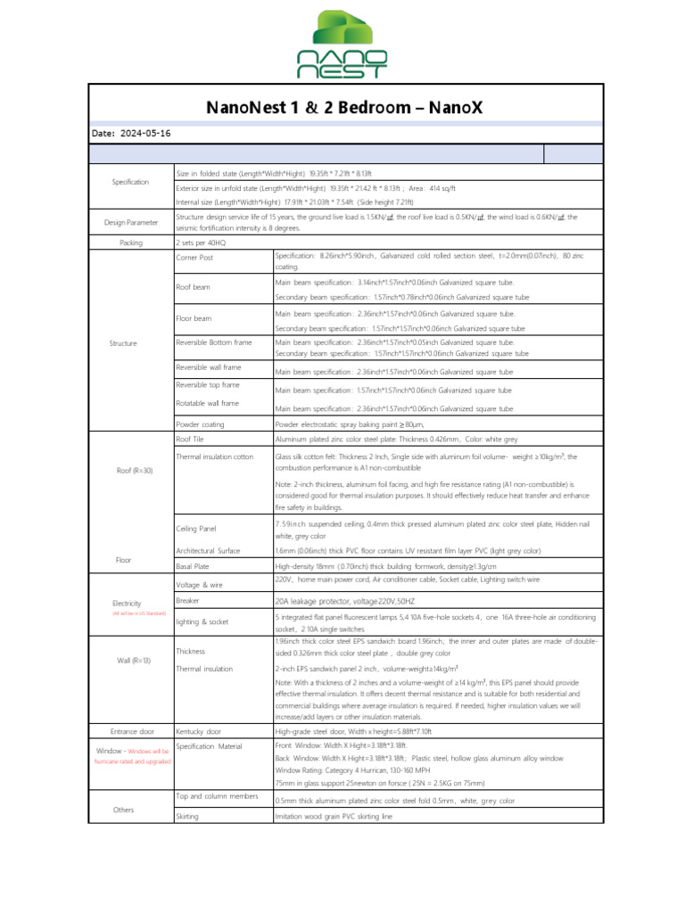 NanoNest - NanoX 1, 2 Bedroom Breakdown | PDF | Insulator (Electricity) | Window