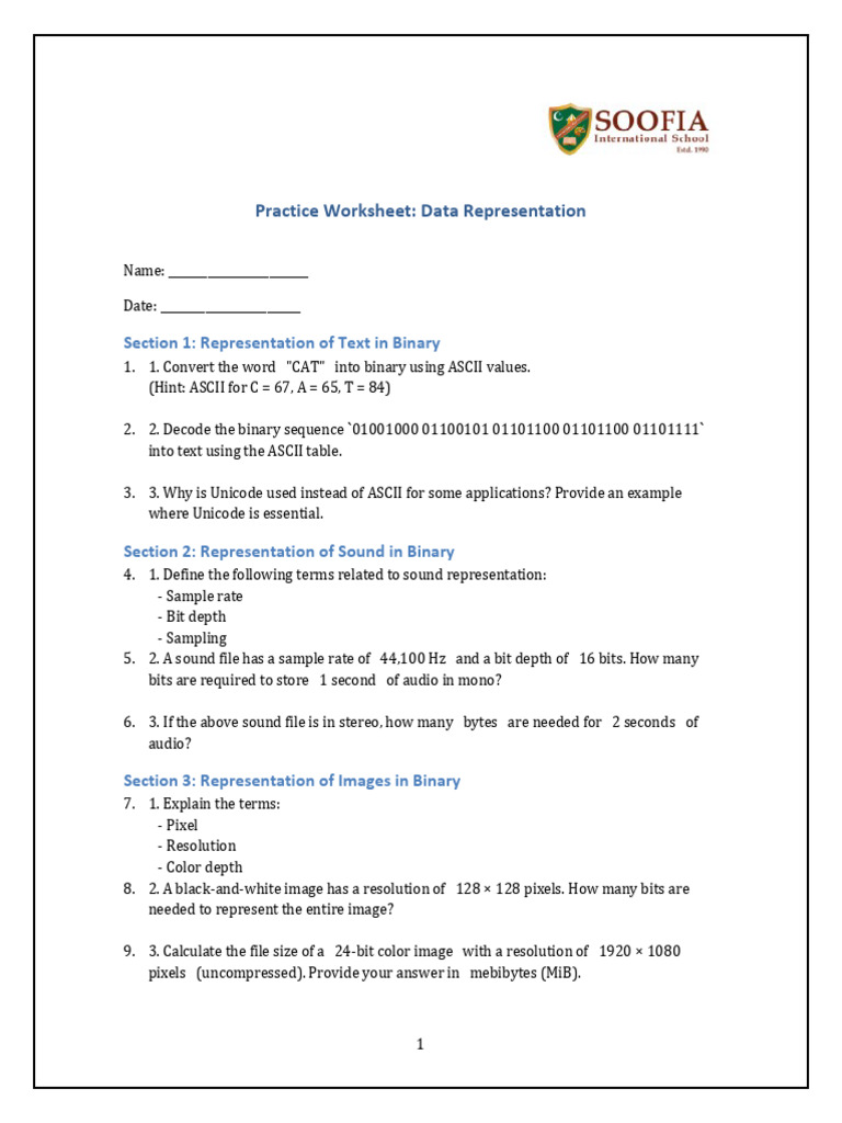 Toddle - Data Storage and Measurement Worksheet | PDF