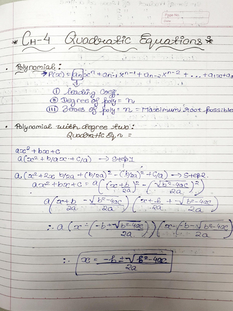 CH 4 Quadratic Equations (G11) | PDF