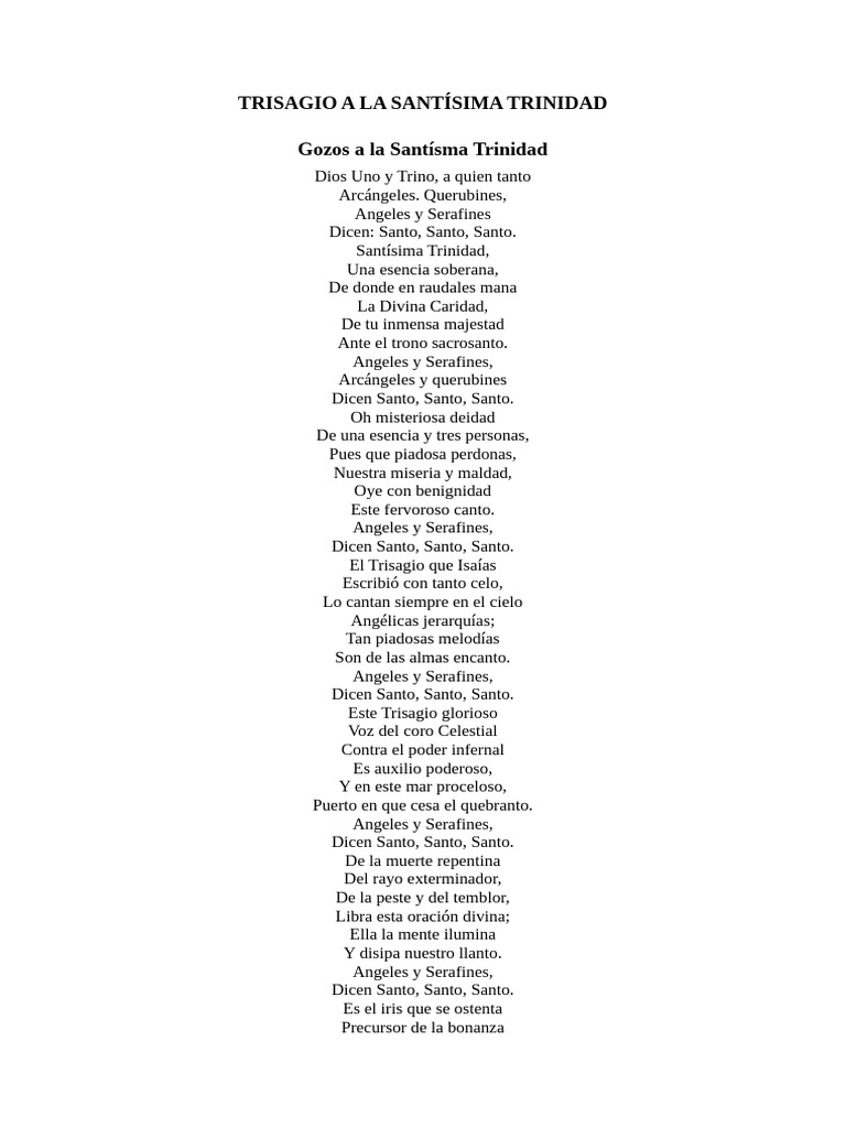 Trisagio a la Santísima Trinidad | PDF | Ángel | Santo