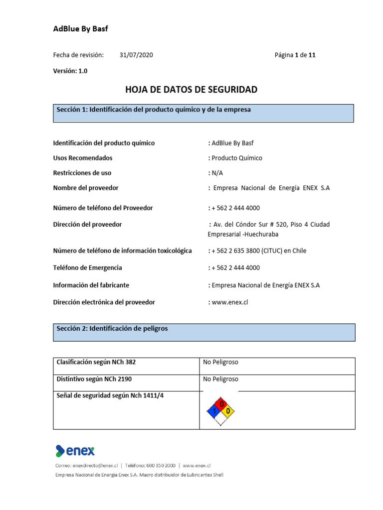 Adblue by Basf | PDF | Toxicidad | Agua