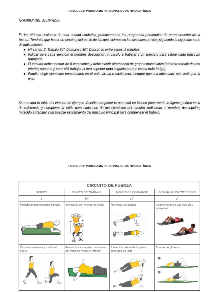TAREFA UD5: ENTRENAMIENTO PERSONAL | PDF