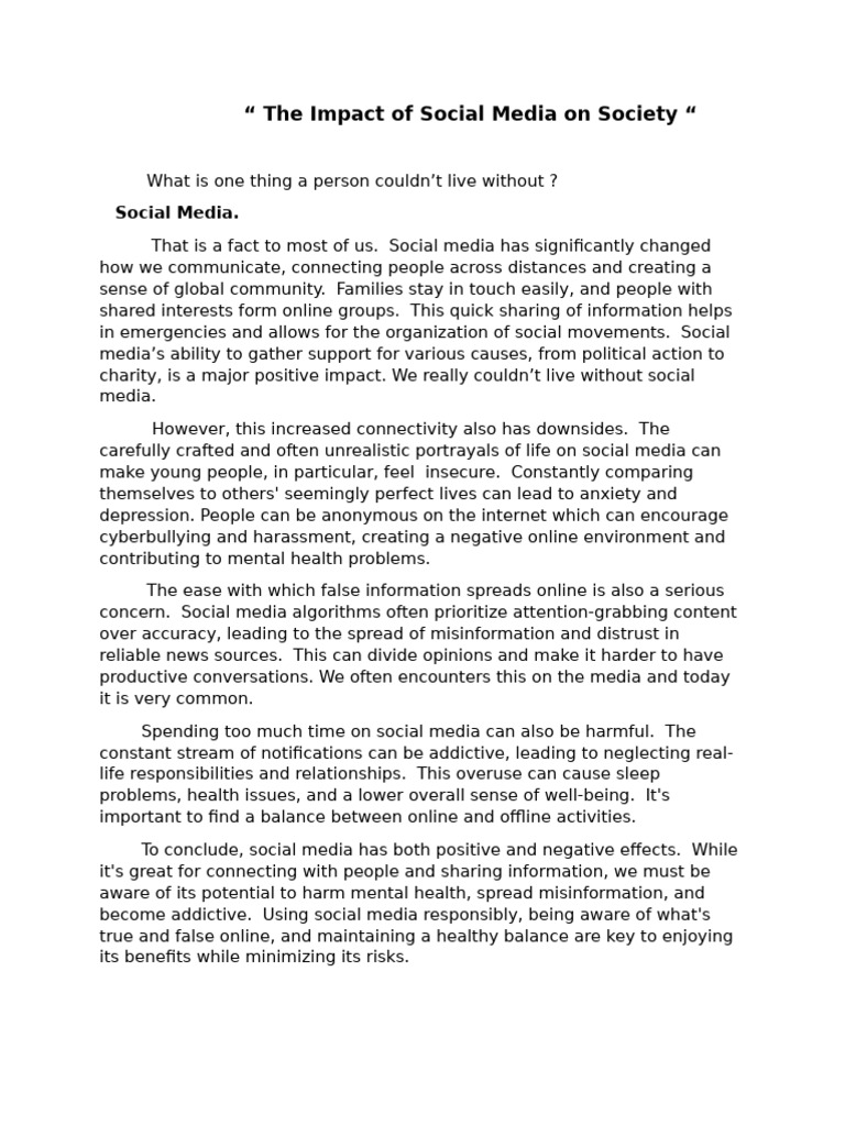 The Impact of Social Media On Society | PDF