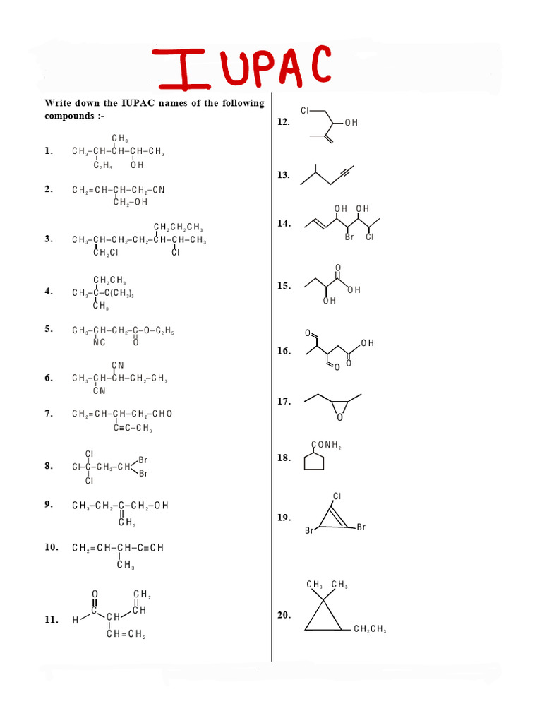 IUPAC & Structure Isomerism Practice Questions | PDF | Isomer | Organic Chemistry