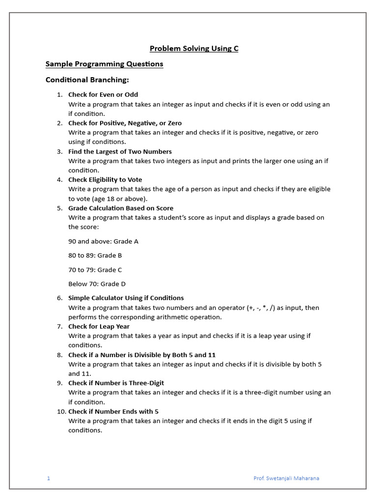 Sample Programming Questions | PDF | Computer File | Numbers Sample Programming Questions | PDF | Computer File | Numbers