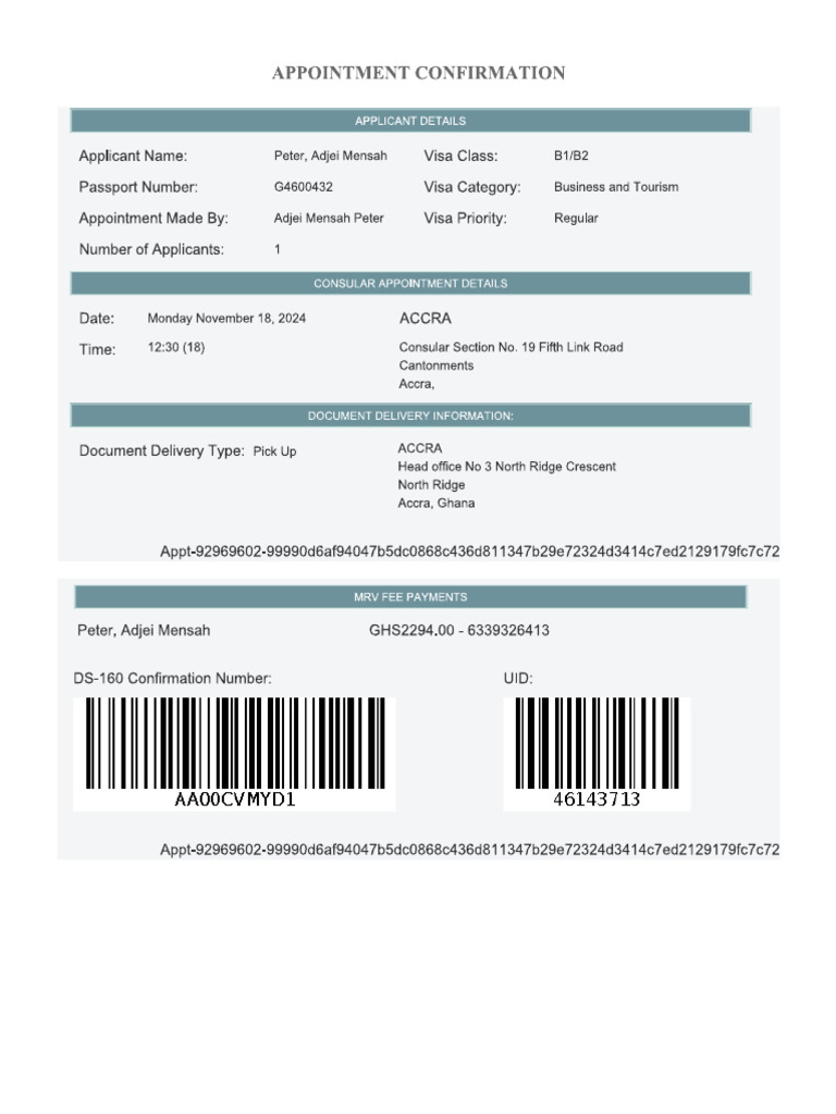 Peter Appointment Confirmation | PDF