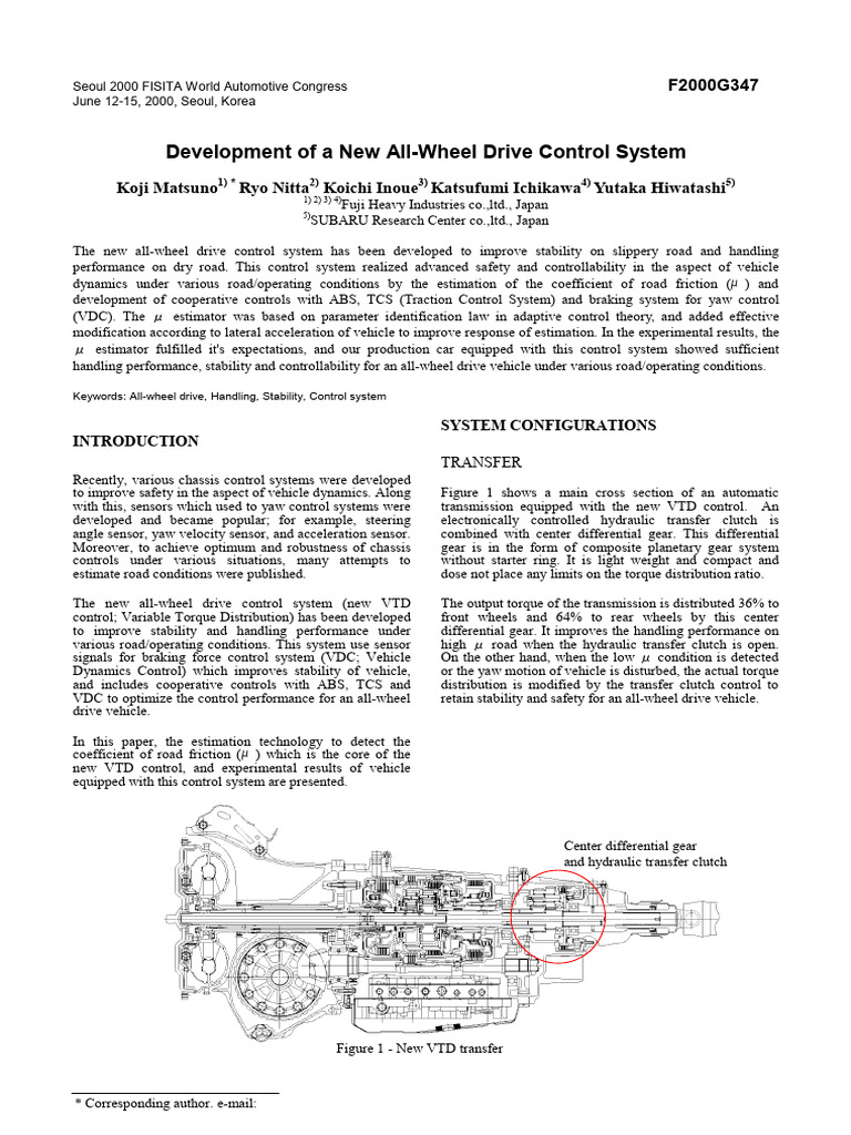 New All-Wheel Drive Control System | PDF | Anti Lock Braking System ...
