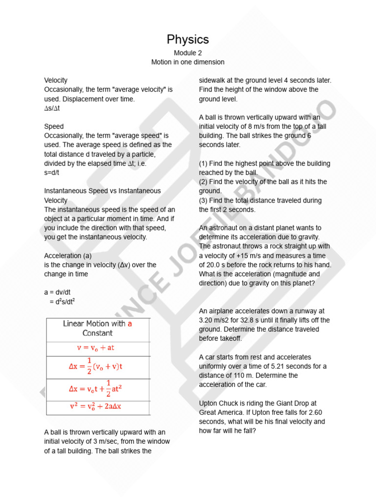 Physics-Module-2 | PDF | Acceleration | Velocity