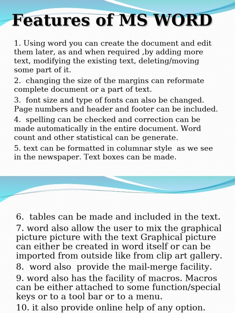 MS Word Features & Tips | PDF | Microsoft Word | Software