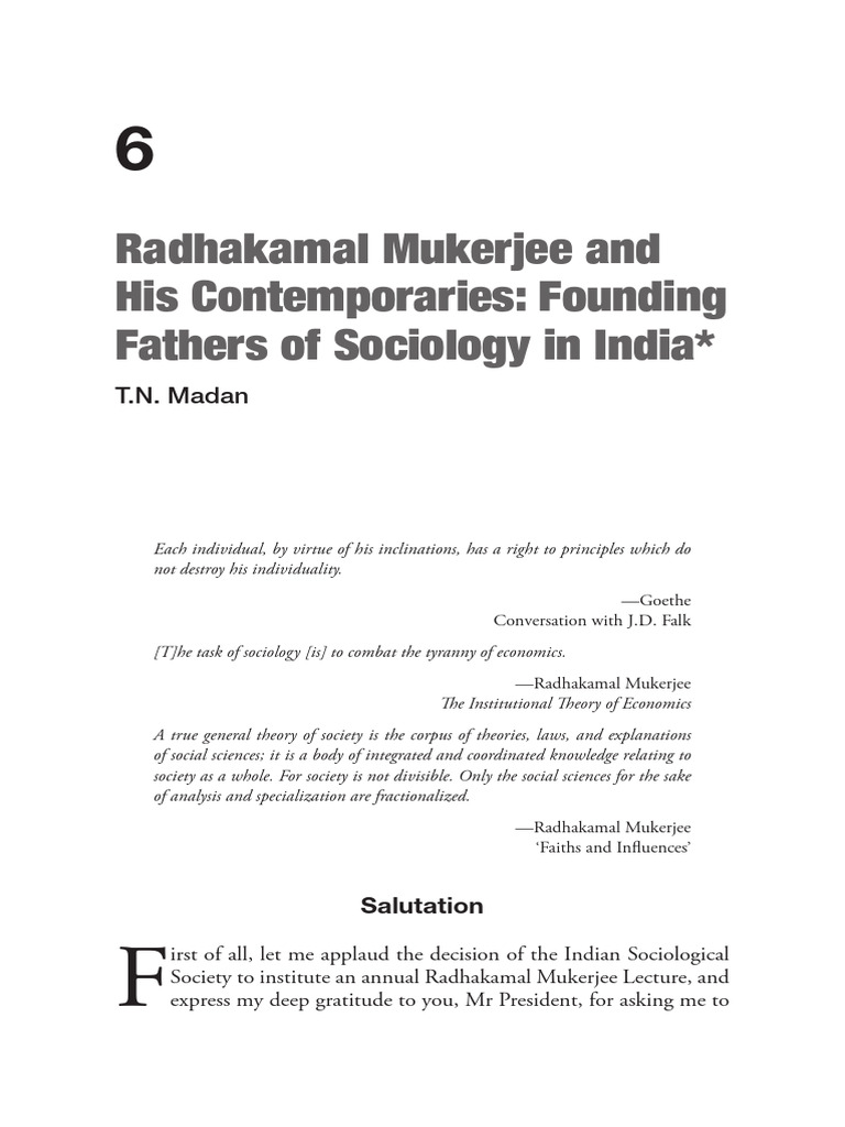 Class 10 - Radhakamal Mukerjee | PDF | Economics | Sociology