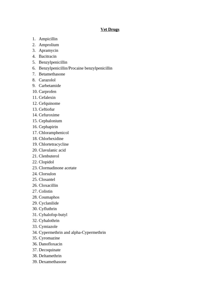 Comprehensive Vet Drug List | PDF | Drugs | Antibiotics