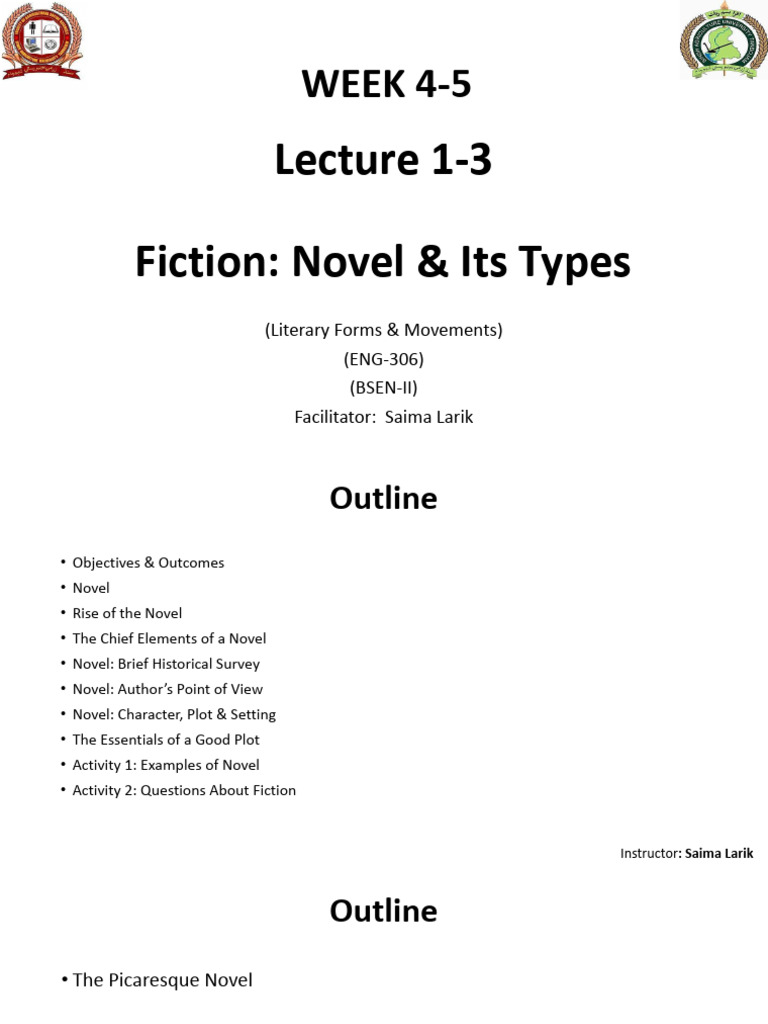 (W 4-5) Lect 1-3 Fiction - Novel (LFM - Bsen-II - Fass - Sau) | PDF | Novels | Novella