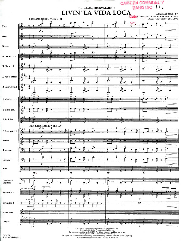 Living La Vida Loca - Score | PDF