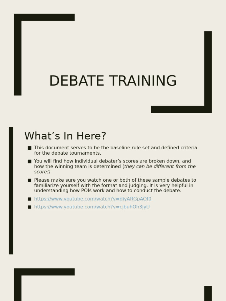 Basic Debate Rules Parliamentary Style Debate | PDF | Argument | Logic
