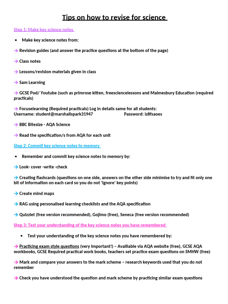 Tips On How To Revise Science - ZS | PDF