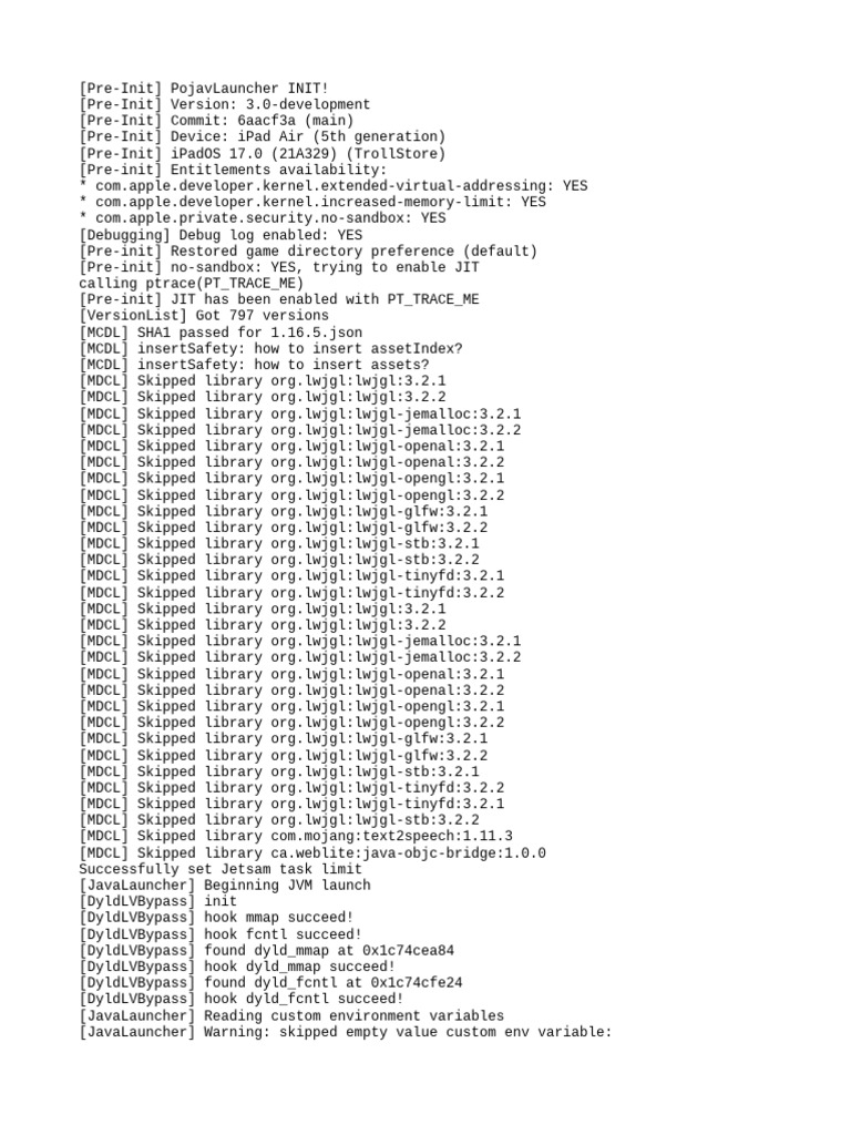 PojavLauncher Debug Log | PDF | Computing | Software