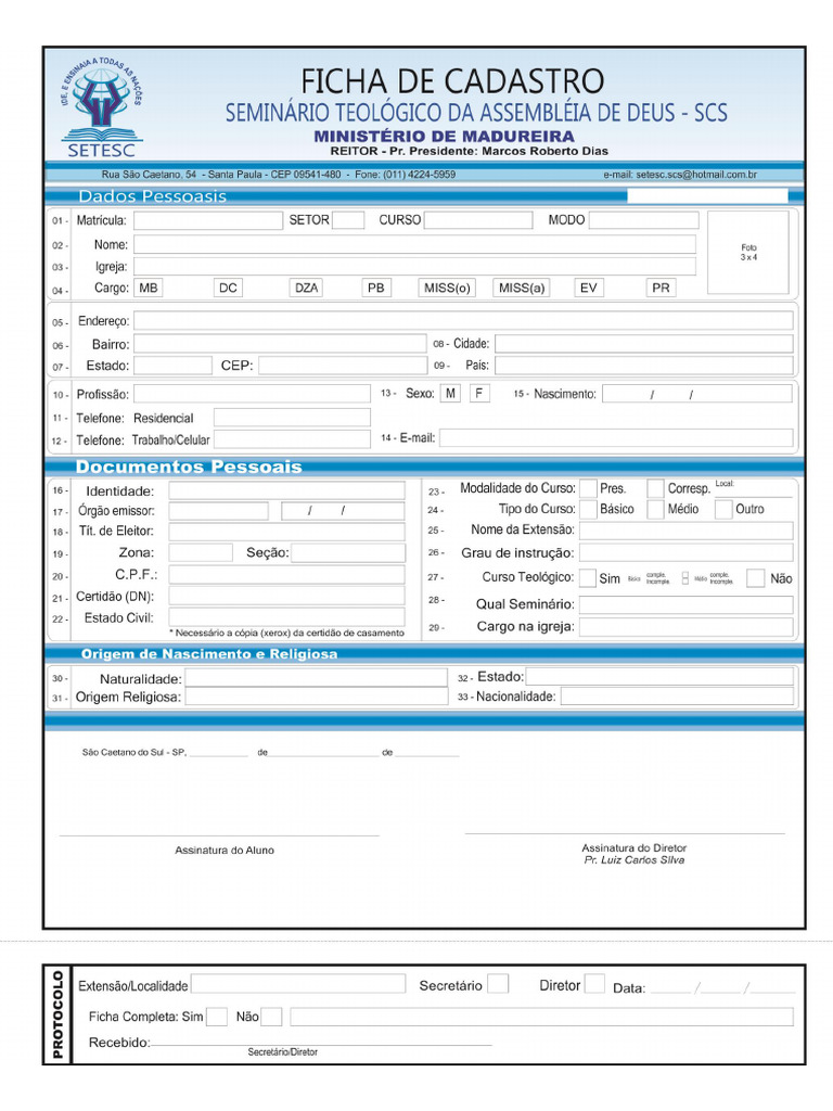 Ficha de Cadastro | PDF