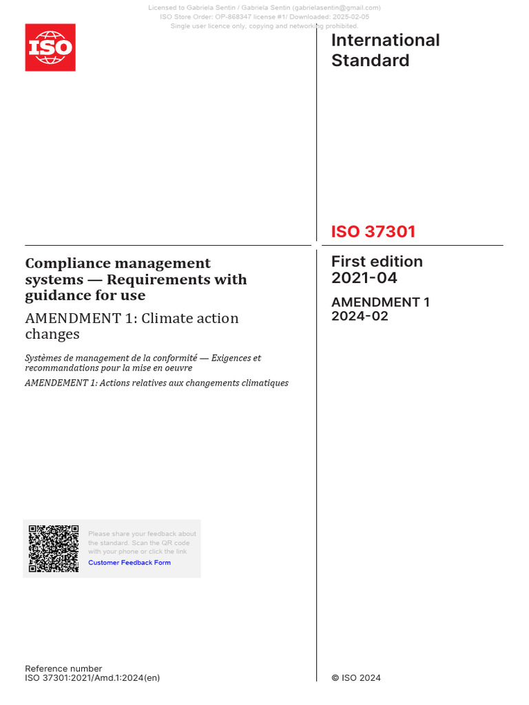 ISO 37301 2021 Amd 1 2024 (En) | PDF | International Organization For Standardization