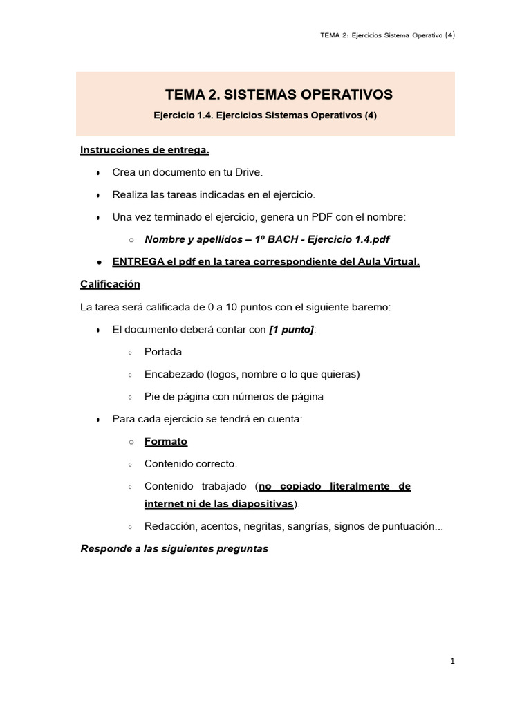 Tema 2 Ejercicios Sistemas Operativos | PDF | Archivo de computadora | Sistema operativo
