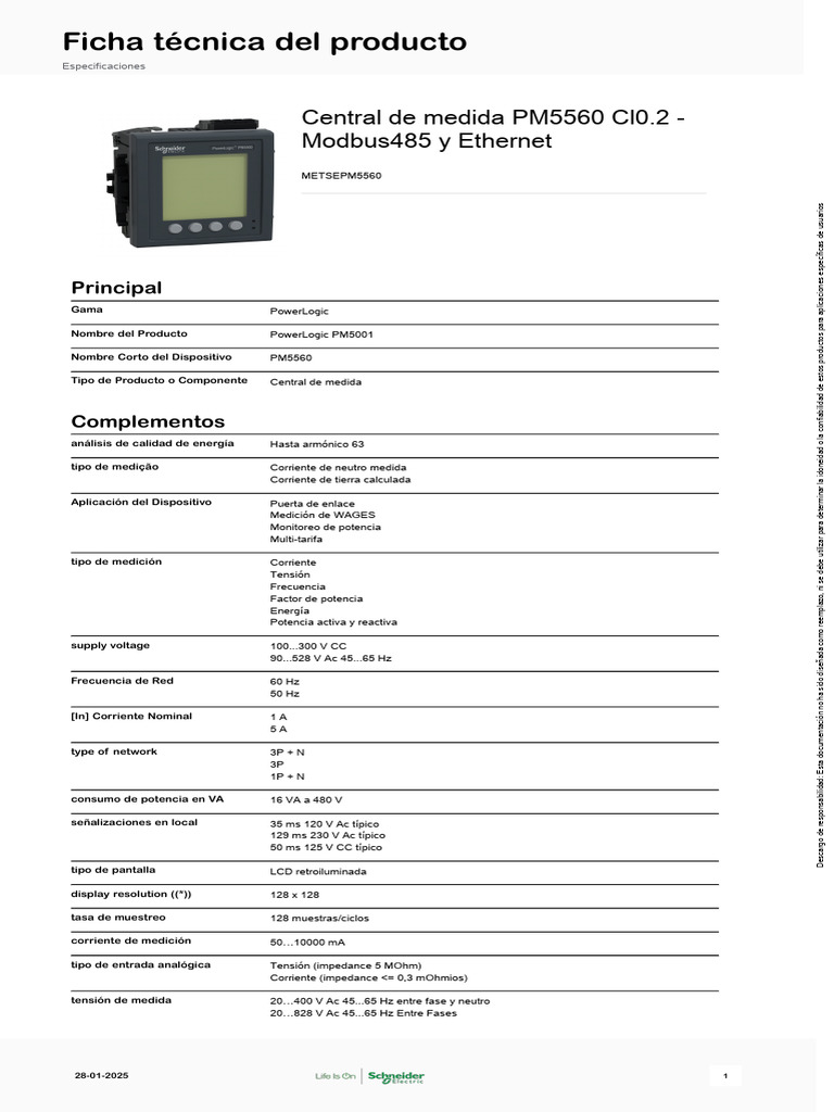 Schneider Electric - PM5000 - METSEPM5560 | PDF | Electrónica | Energia ...