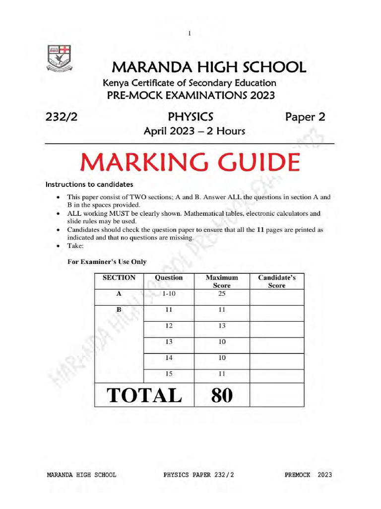 2023 Maranda Pre Mock PHYPP2MS | PDF