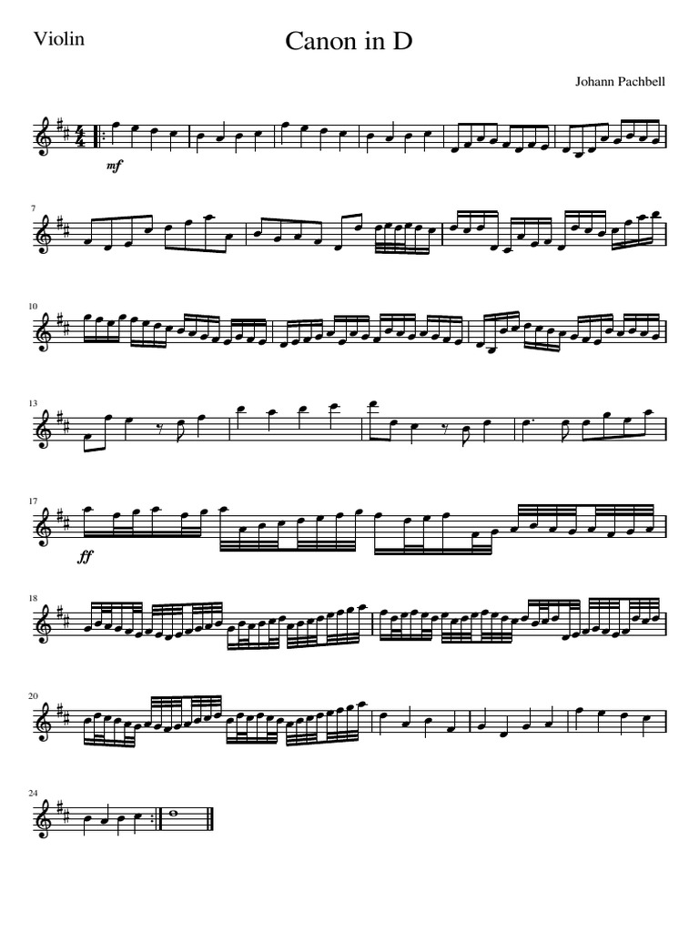 Canon in D Violin Solo | PDF