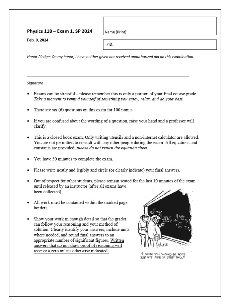 P118 Exam1 S24 Final Blank | PDF | Acceleration | Rotation