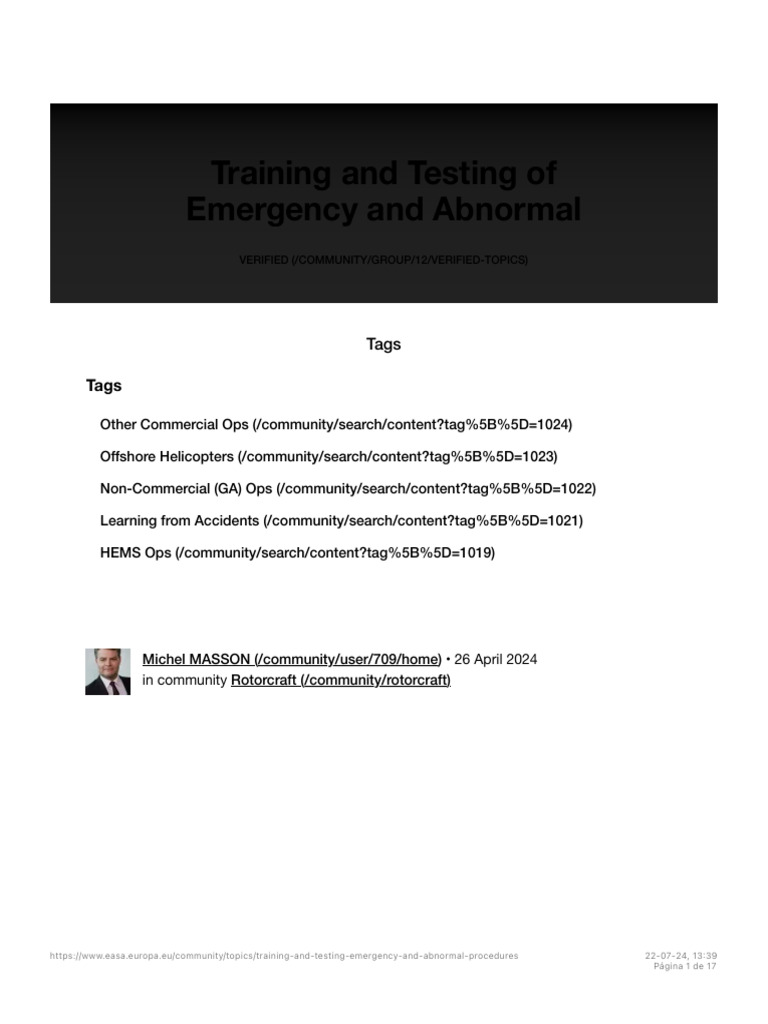 Training and Testing of Emergency and Abnormal Procedures EASA ...