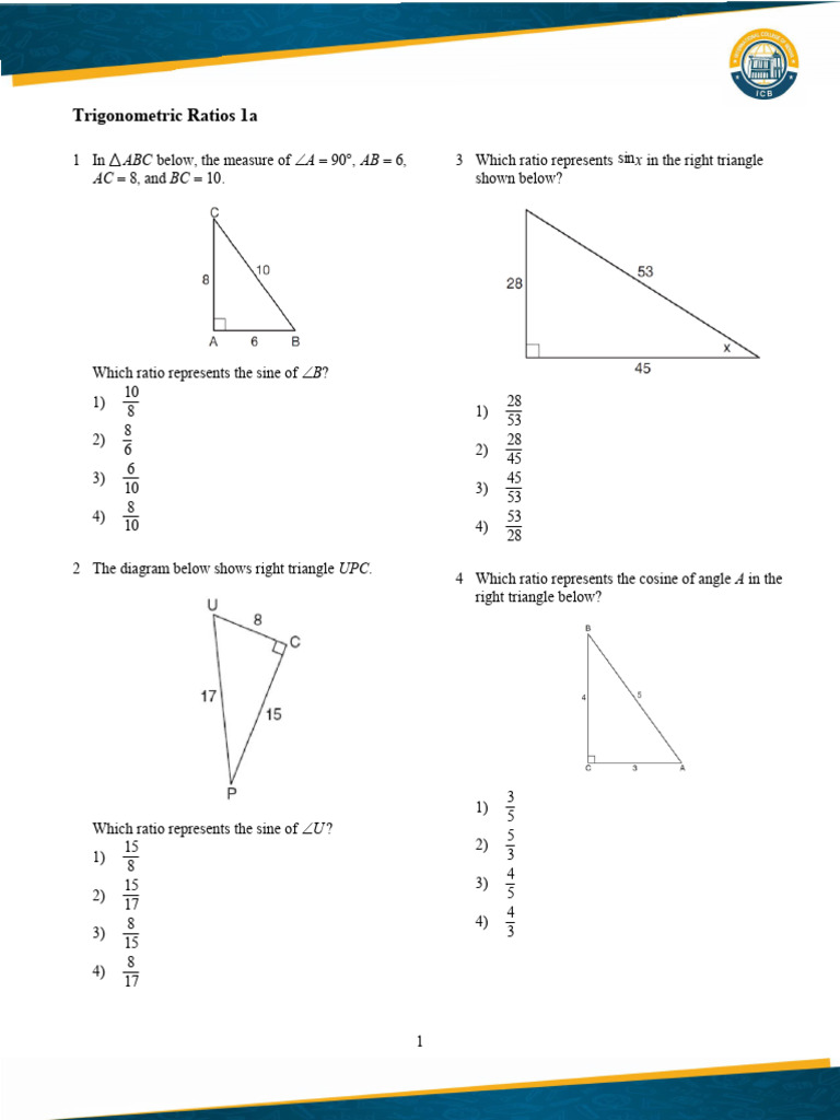 1.trigonometric Ratios | PDF | Trigonometric Functions | Geometric ...