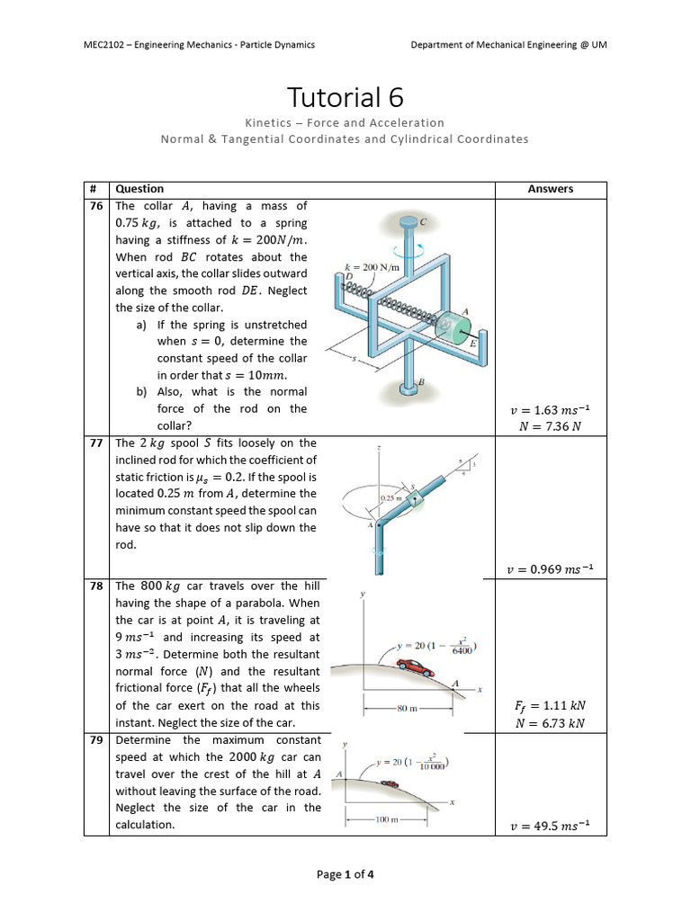 Particle Dynamics Kinetics Tutorial | PDF | Force | Classical Mechanics
