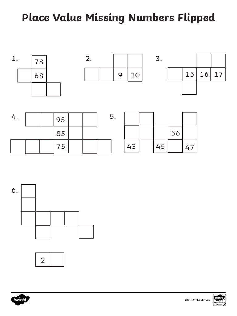 Au Hu 1647990542 Place Value Missing Numbers Flipped Worksheets - Ver ...