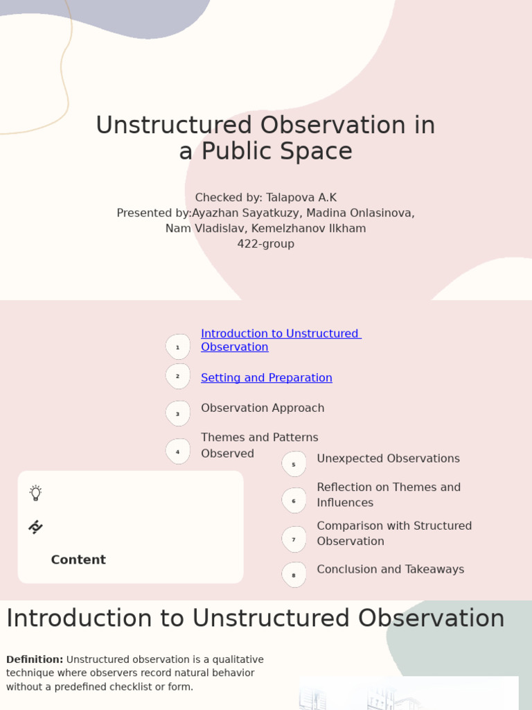 Unstructured Observation in a Public Space (Копия) (Копия) | PDF ...