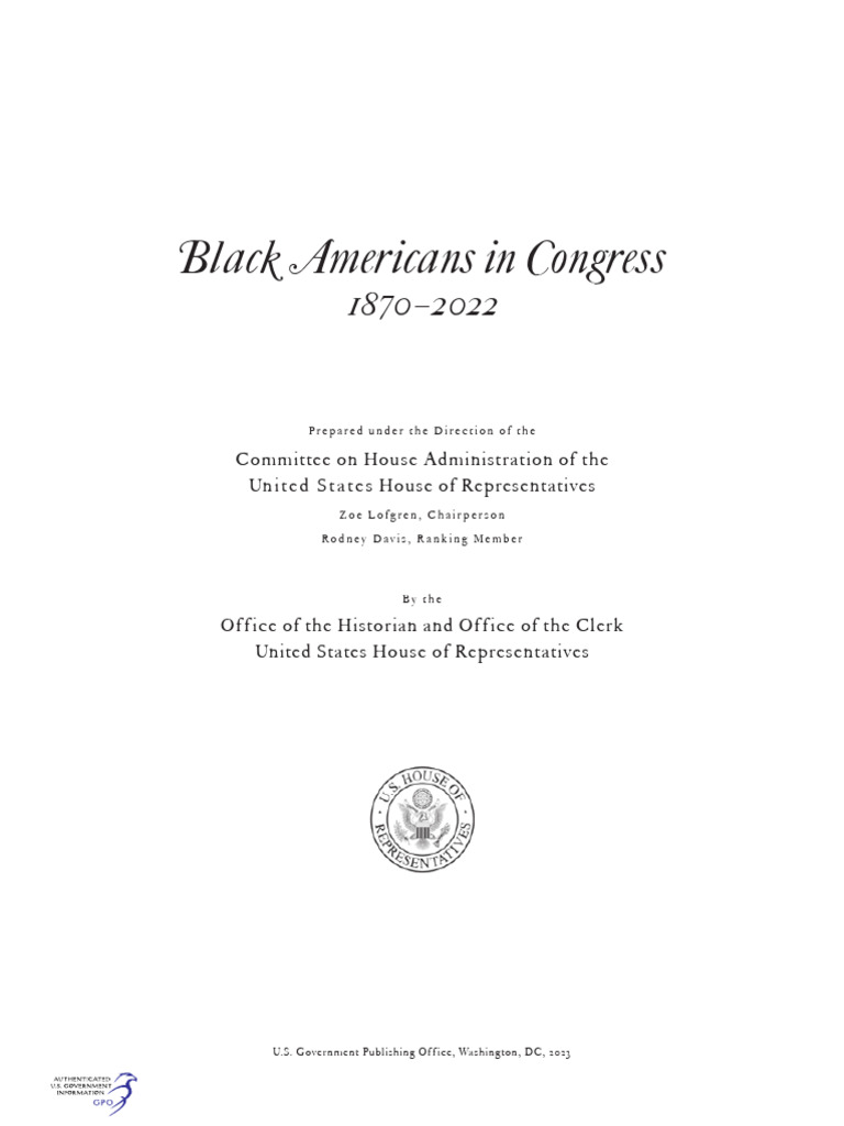 Black Americans in Congress 1870-2022 | PDF | United States Congress ...