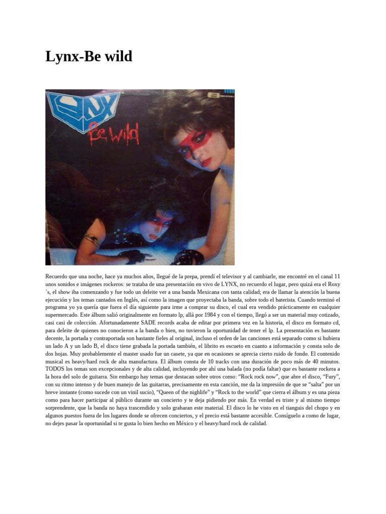 Lynx: Pioneros del Hard Rock Mexicano | PDF | Piedra dura | Música ...