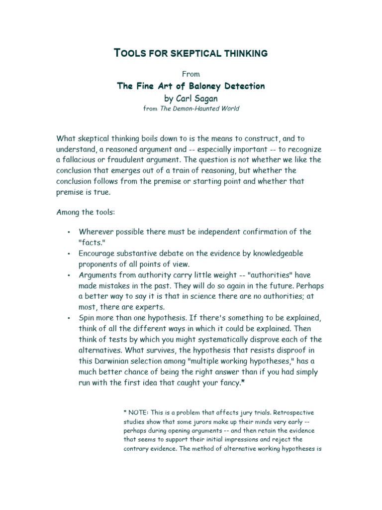 Tools For Skeptical Thinking - Xid-985444 - 1 | PDF | Science | Cognition