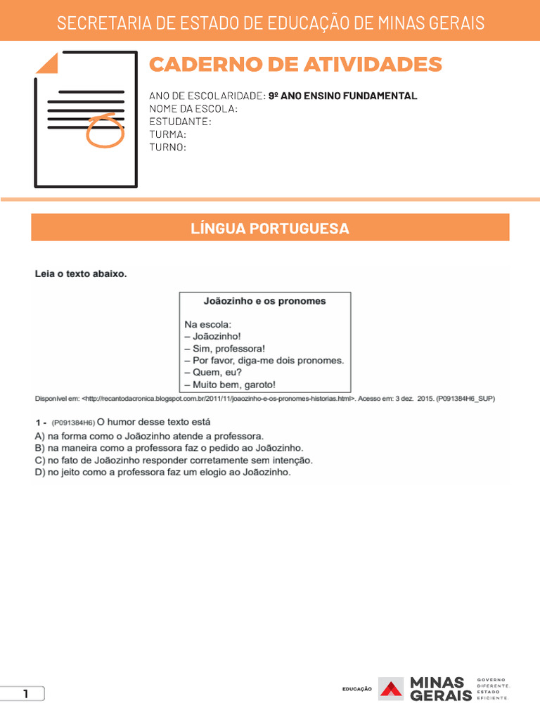Atividades Complementar - 9º Ano | PDF